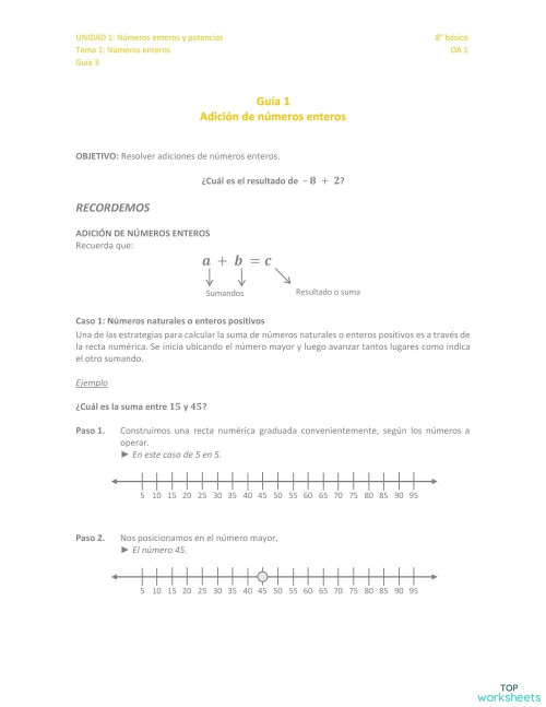 Hoja De Trabajo De Números Enteros Y Racionales