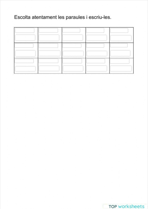 Dictat paraules. Fitxa interactiva | TopWorksheets