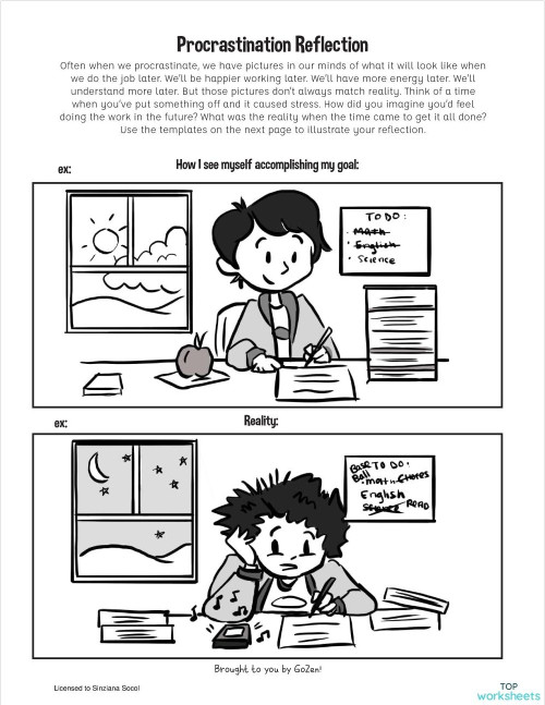 2. Procrastination Reflection. Interactive worksheet | TopWorksheets