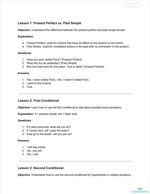 Lesson plans B2. Interactive worksheet | TopWorksheets