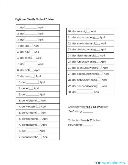 Datum. Interaktives Arbeitsblatt | TopWorksheets