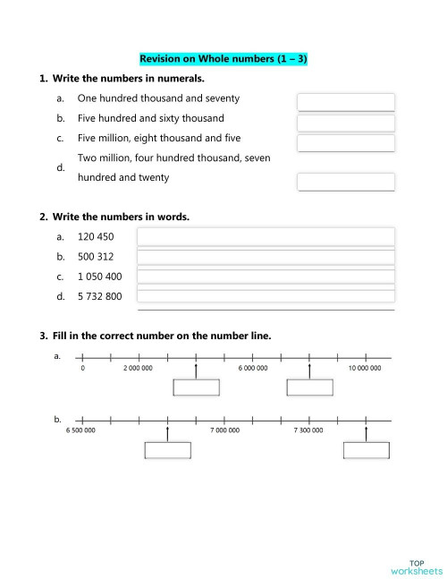 Whole Numbers Review. Interactive worksheet | TopWorksheets