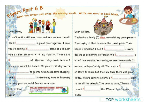 Flyers Part 7 Practice B. Interactive worksheet | TopWorksheets
