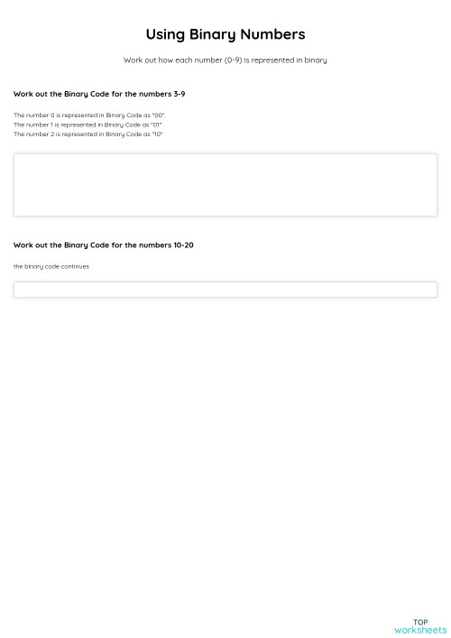 Using Binary Numbers. Interactive worksheet | TopWorksheets