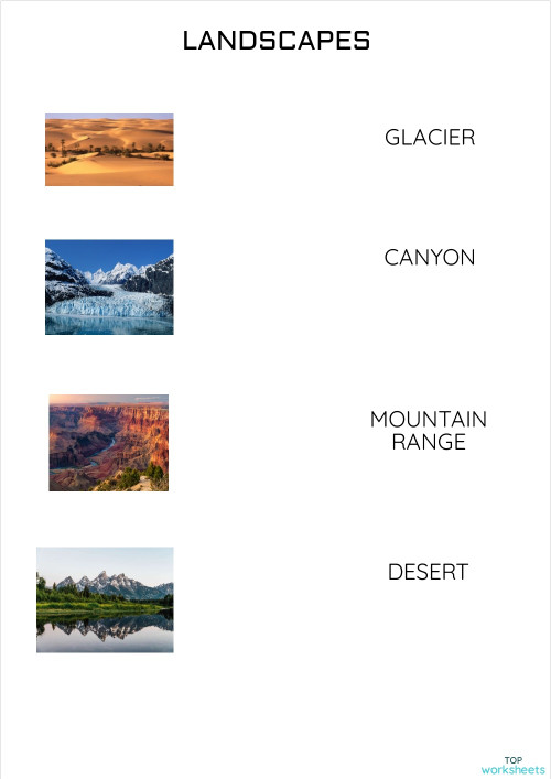 LANDSCAPES. Interactive worksheet | TopWorksheets