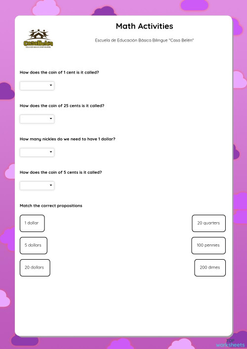 Math Activities. Interactive worksheet | TopWorksheets