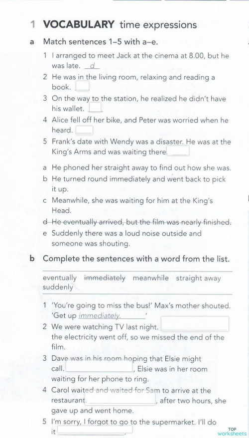 Time expressions. Interactive worksheet | TopWorksheets