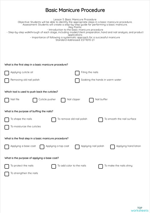 Introduction to fingernails and basic structure. Interactive worksheet ...