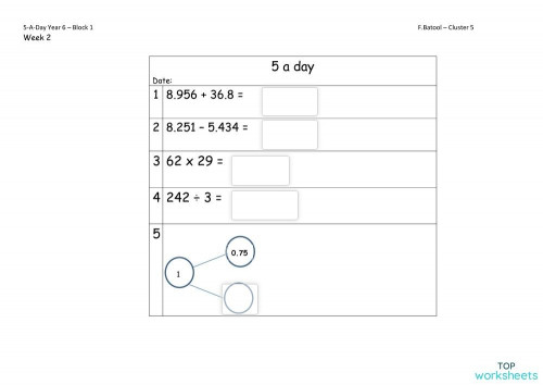 5 A-Day Week 2 (2). Interactive worksheet | TopWorksheets