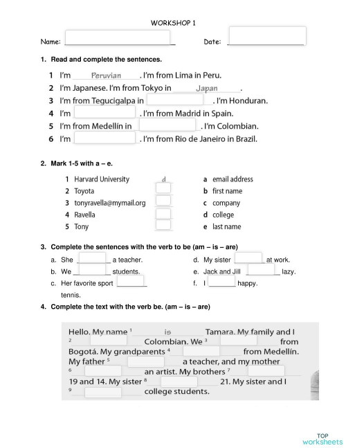 UNIT 1-2: WORKSHOP 1. Interactive worksheet | TopWorksheets