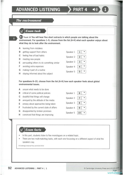 Listening Part 4. Interactive worksheet | TopWorksheets