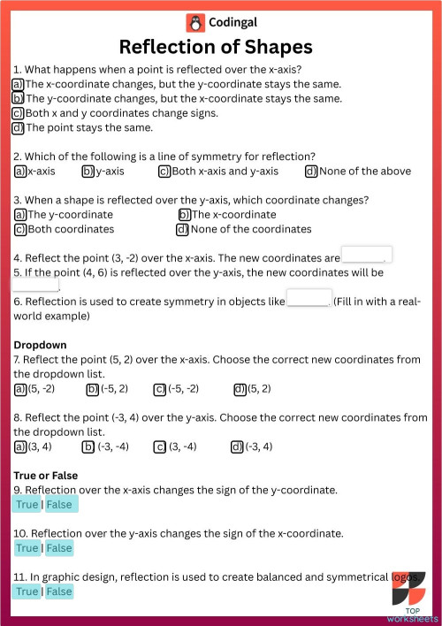 M_G05M22L62_WC01_Reflection_of_Shapes_1. Interactive worksheet | TopWorksheets