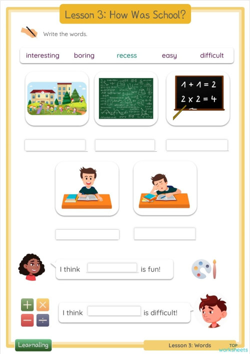 Lv4U1L3: How Was School?. Interactive worksheet | TopWorksheets