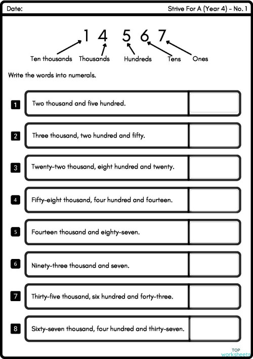 Y4 Strive for A (1). Interactive worksheet | TopWorksheets