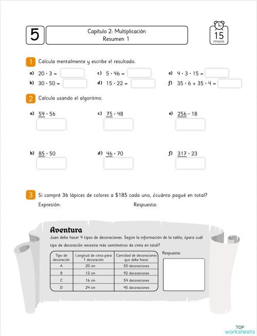 resumen 1 multiplicación. Ficha interactiva | TopWorksheets