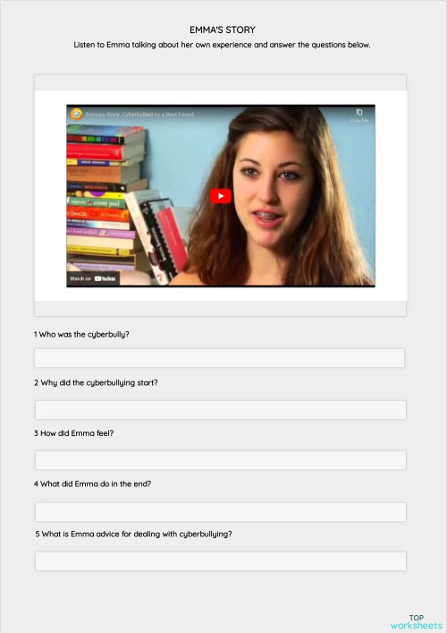 Emma's story. Interactive worksheet | TopWorksheets