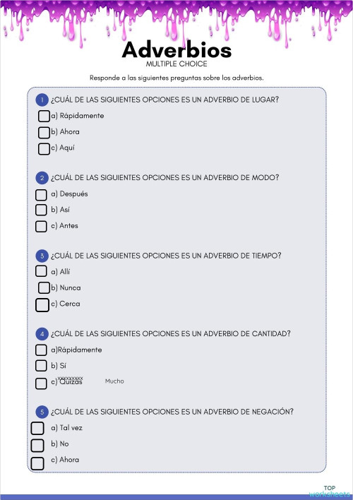 Adverbios preguntas. Ficha interactiva | TopWorksheets