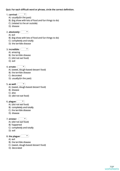 U2 Sb Reading Vocab Interactive Worksheet Topworksheets