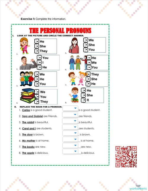 N1 Pronombres personales (pp. 10-11). Ficha interactiva | TopWorksheets
