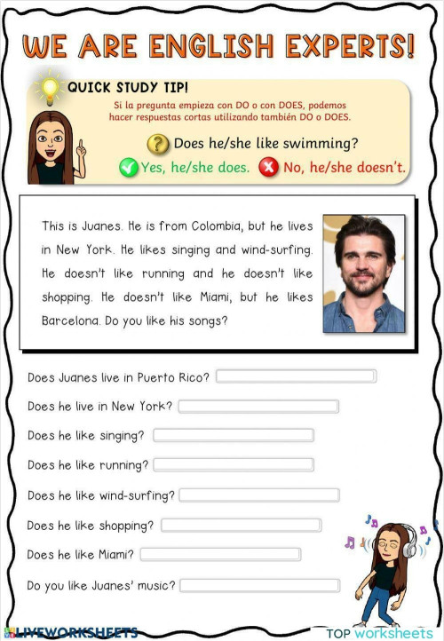 Does. Interactive worksheet | TopWorksheets