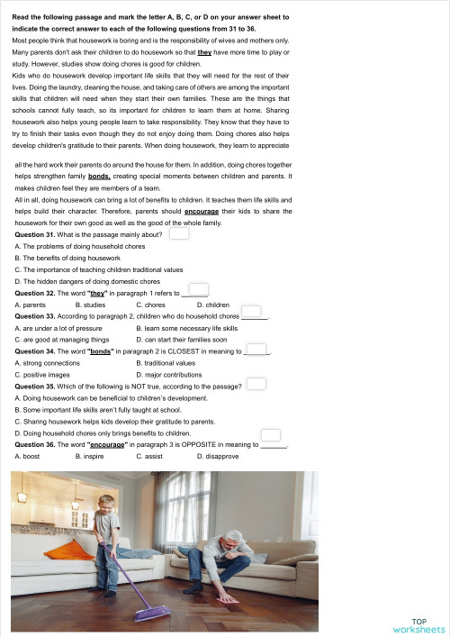 READING MULTIPLE CHOICE 29. Interactive worksheet | TopWorksheets