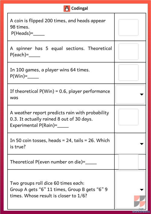 Probability Interactive Worksheets And Online Exercises Topworksheets