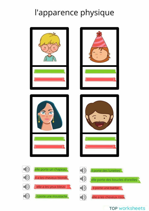 L'apparence physique. Fiche interactive | TopWorksheets