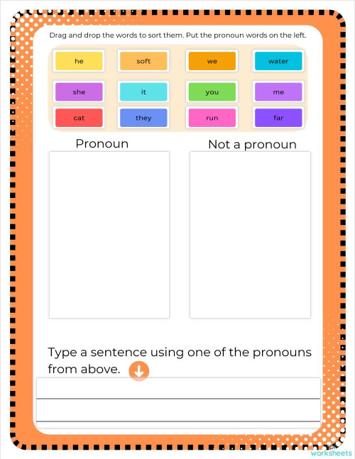 Drag and Drop Pronoun Sort. Interactive worksheet | TopWorksheets