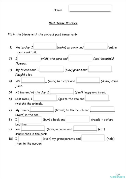 Affirmative, negative and interrogative sentence in PAST SIMPLE TENSE ...