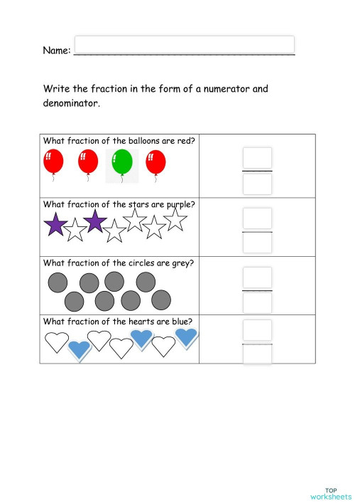 Write the fraction of a set. Interactive worksheet | TopWorksheets