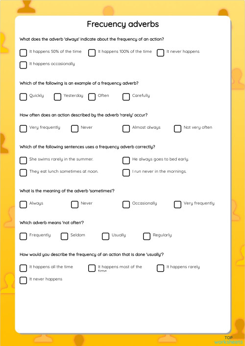 Frecuency adverbs. Interactive worksheet | TopWorksheets