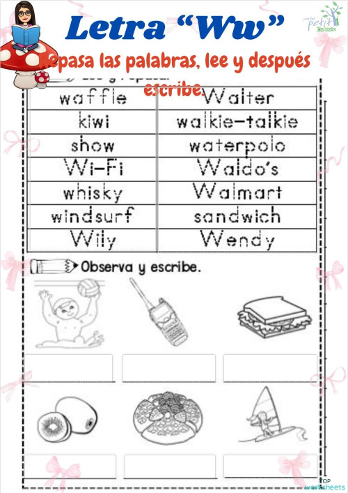Letra "Ww": fichas interactivas y ejercicios online | TopWorksheets