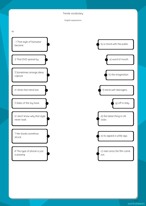 Trends vocabulary. Interactive worksheet | TopWorksheets