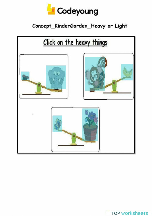 Heavy or light. Interactive worksheet | TopWorksheets