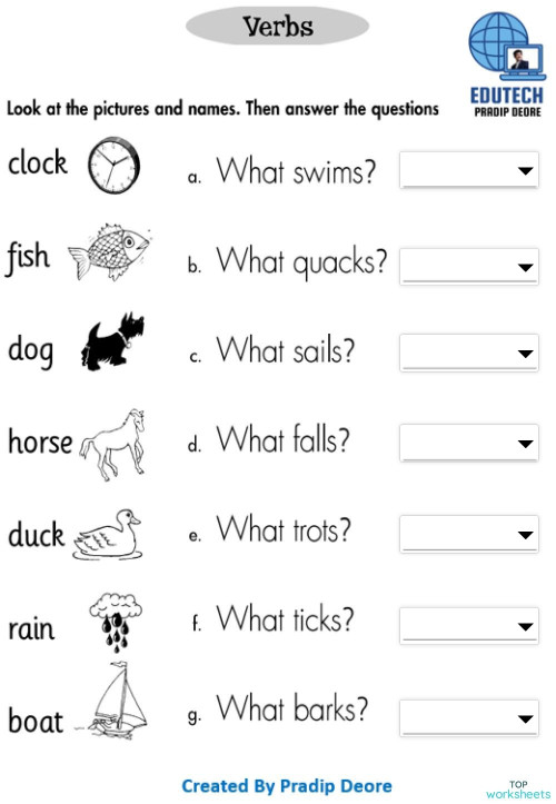 Verbs worksheet 1. Interactive worksheet | TopWorksheets