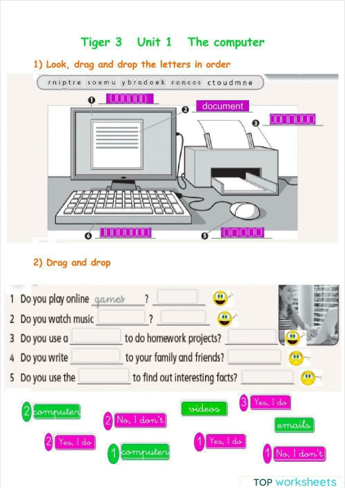 Using the computer. Interactive worksheet | TopWorksheets