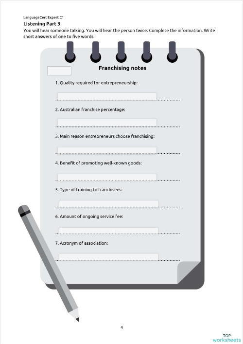 LanguageCert C1 Listening Parts 3 and 4. Interactive worksheet ...