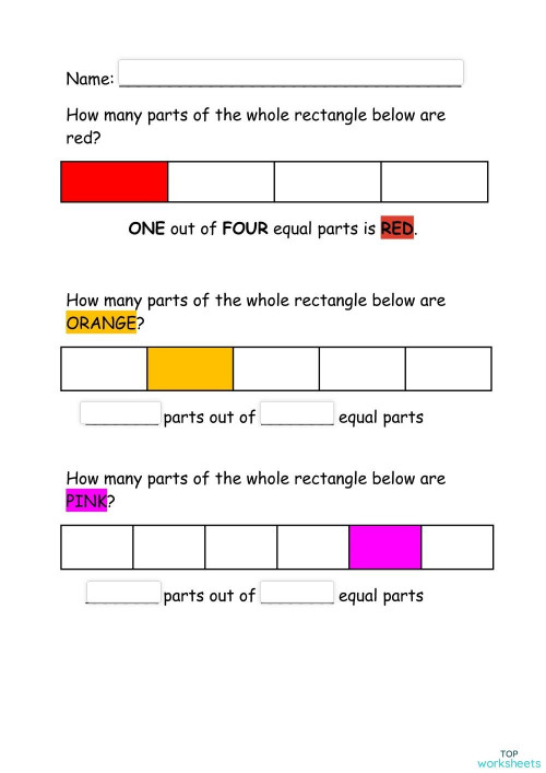 How Many Parts of A Whole - Unit Fractions. Interactive worksheet ...