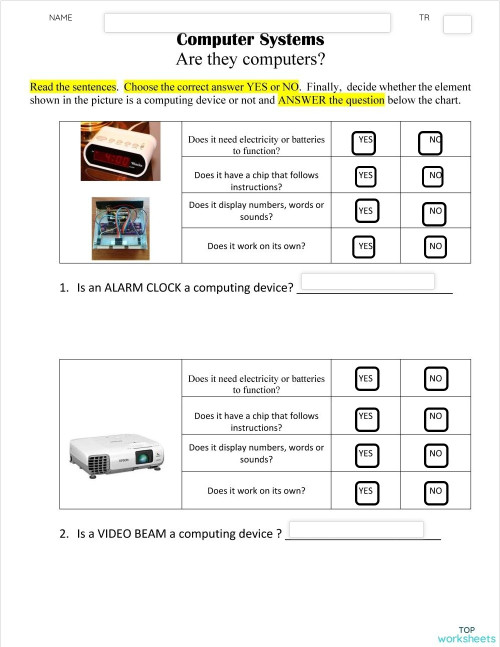 Troubleshooting Hardware Problems. Interactive worksheet | TopWorksheets
