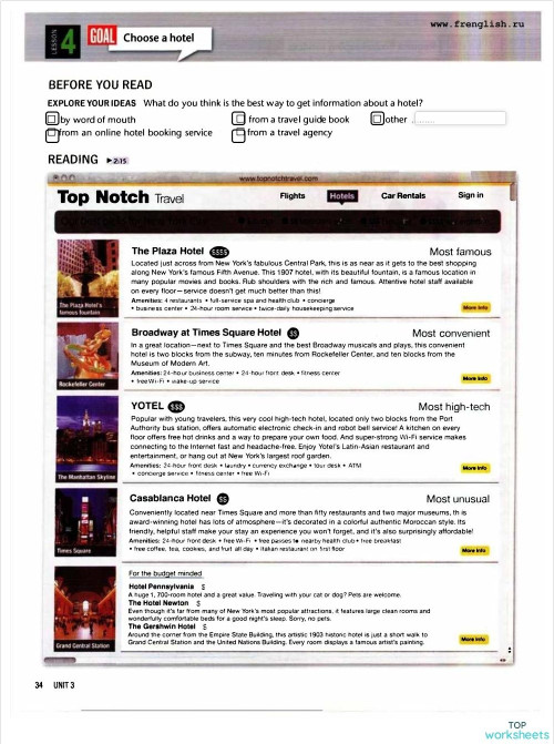 TopNotch 3 unit 3 Lesson 4. Interactive worksheet | TopWorksheets