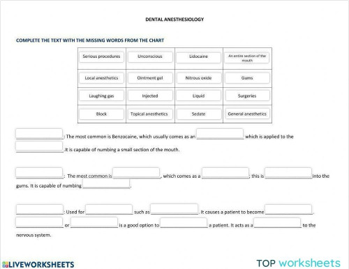 EXAMEN 4TO PARCIAL SEGUNDO SEMESTRE MEDICATION ANESTHESIA GUM DISEASE ...