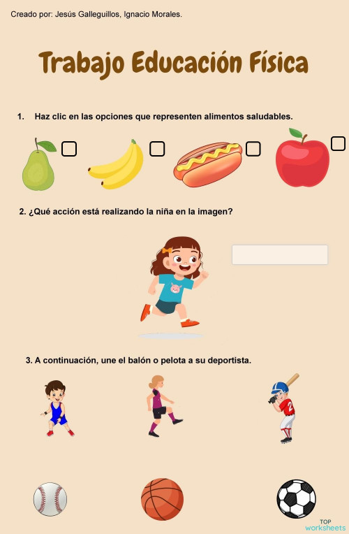Trabajo educación Física. Ficha interactiva | TopWorksheets