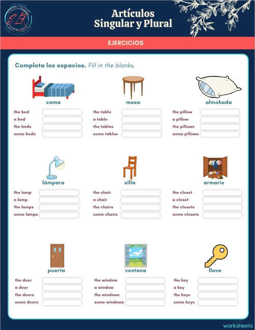 Los sustantivos, articulos y adjetivos. Ficha interactiva | TopWorksheets