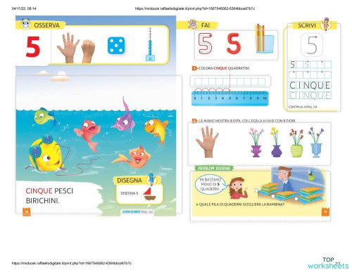 IL NUMERO 5. Scheda interattiva | TopWorksheets