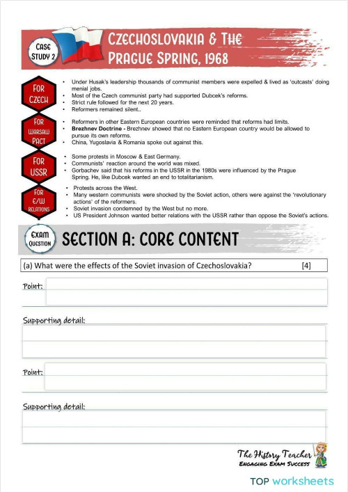 iGCSE - The Prague Spring exam practice. Interactive worksheet ...