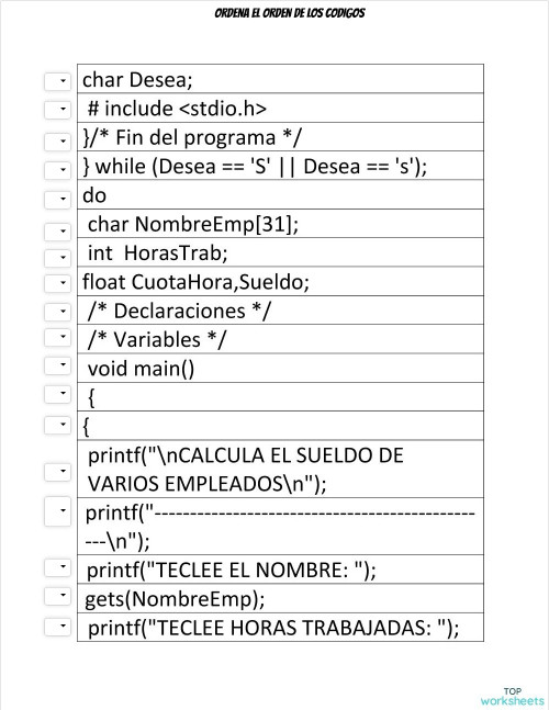 CICLOS FOR NEXT: fichas interactivas y ejercicios online | TopWorksheets