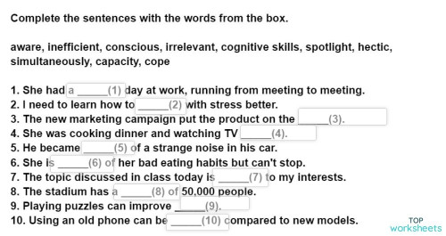 Multistasking vocabulary. Interactive worksheet | TopWorksheets
