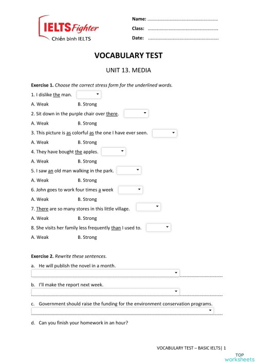 BASIC_Vocab_13. Interactive worksheet | TopWorksheets
