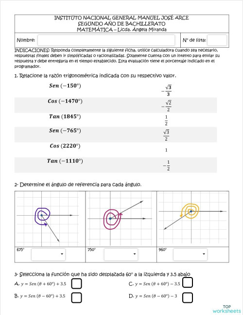 Guía Razones Trigonométricas Bárbara Chang. Ficha interactiva ...