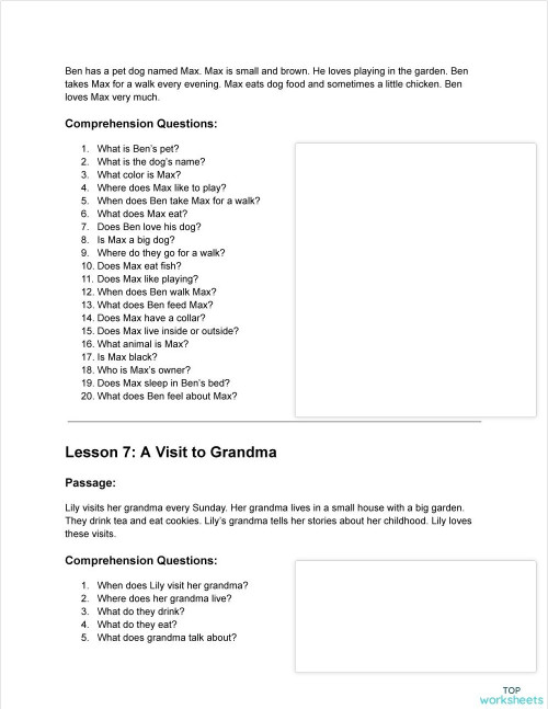 Reading Comprehension A2. Interactive worksheet | TopWorksheets